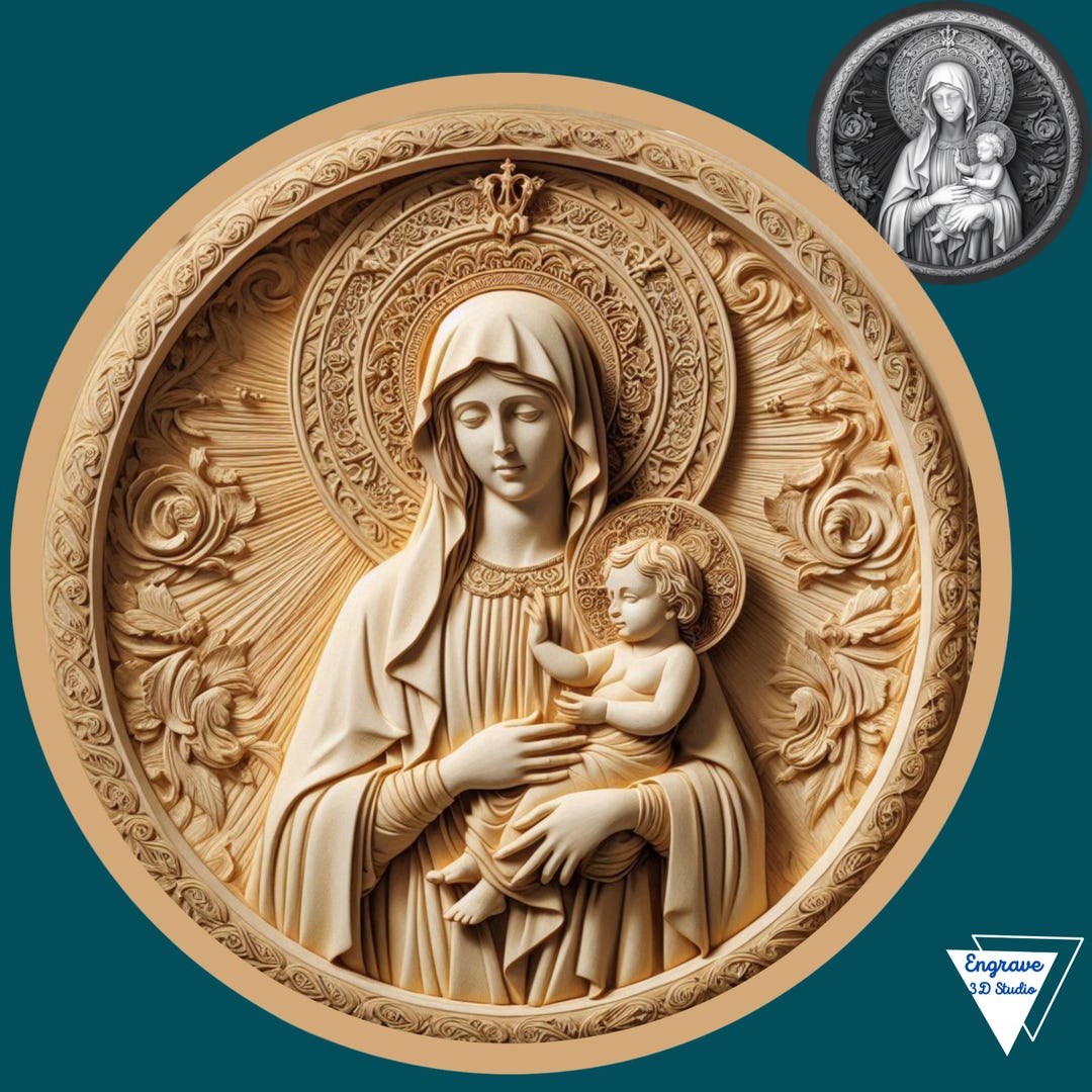 Jesus & Virgin Mary | Stl File | 3D Laser Engraving: CNC Digital ...