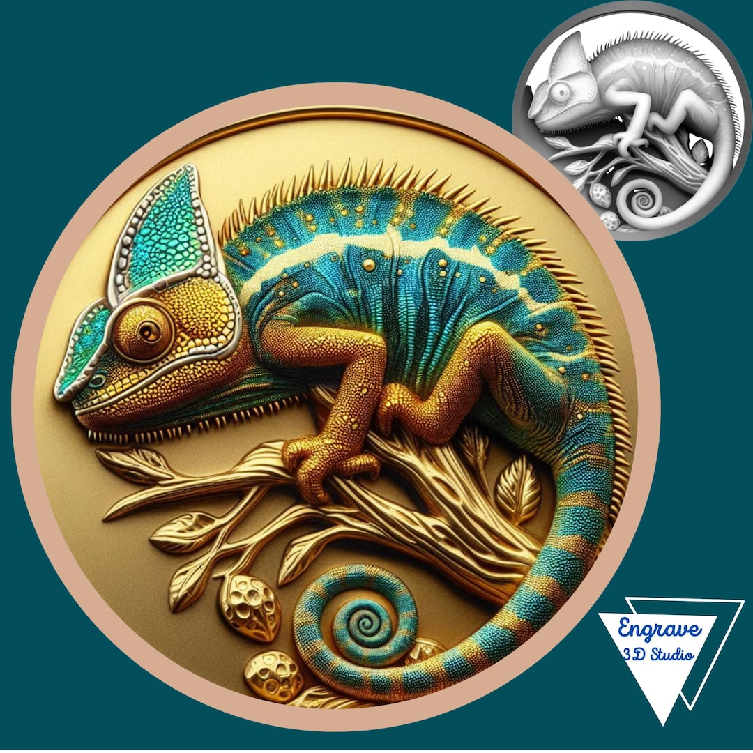 Iguana 3D Relief STL File | Embossing | Depth, Height Map | CNC | Resin ...