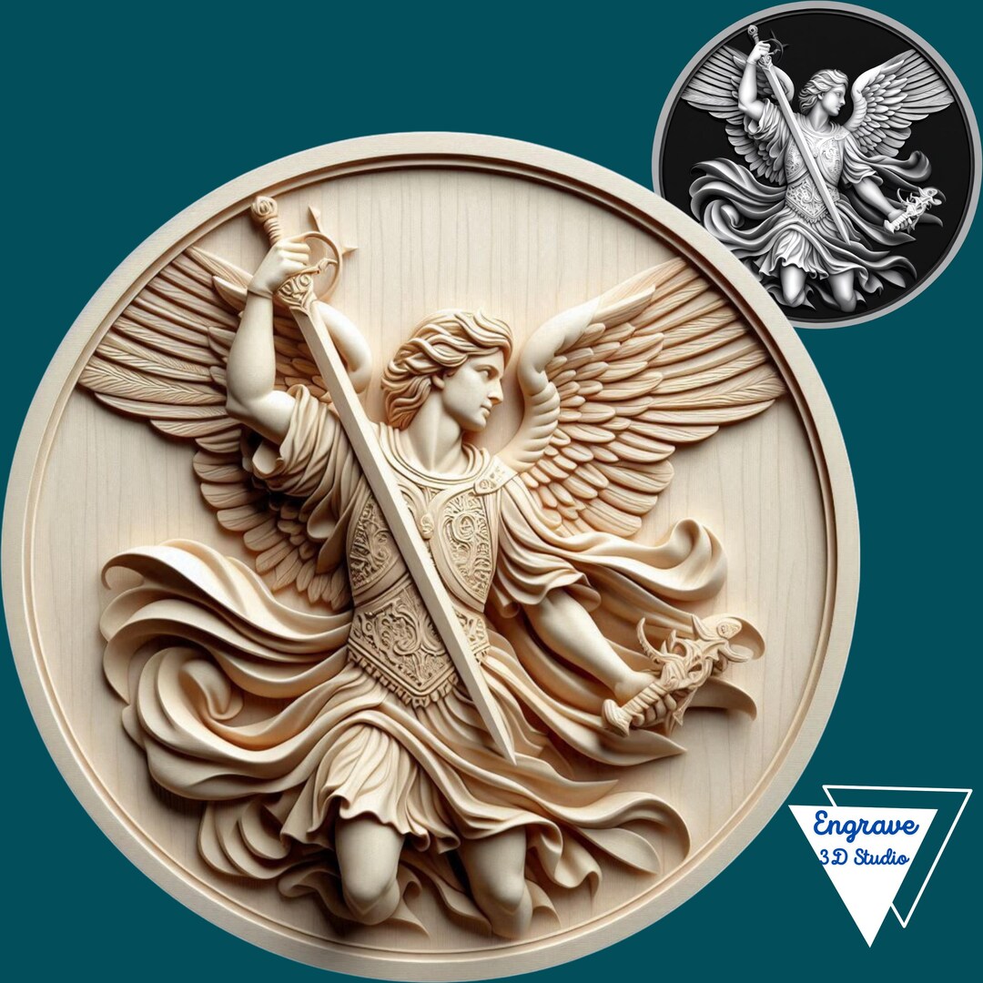 Archangel Michael 3D Illusion | Depth Map| Laser Burn | Laser Ready ...