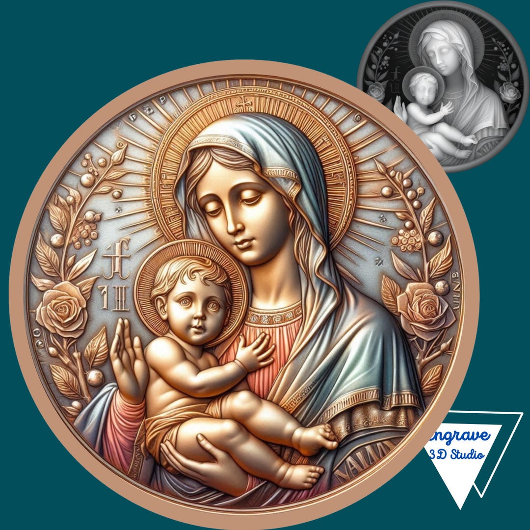 Virgin Mary 3D Illusion Depth Map: Laser Engraving Files (digital ...