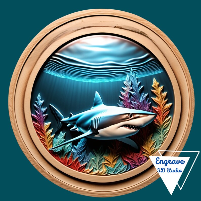 Shark 3D Laser Engrave|depth Map | Height Map | 3D Laser Engraving ...