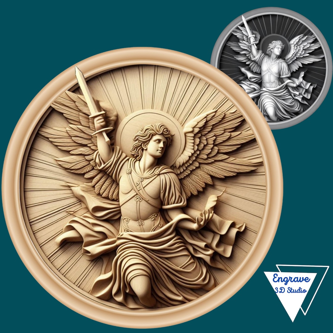 St Michael 3D Laser Engraving File: Depth/height Map, CNC, Glowforge ...