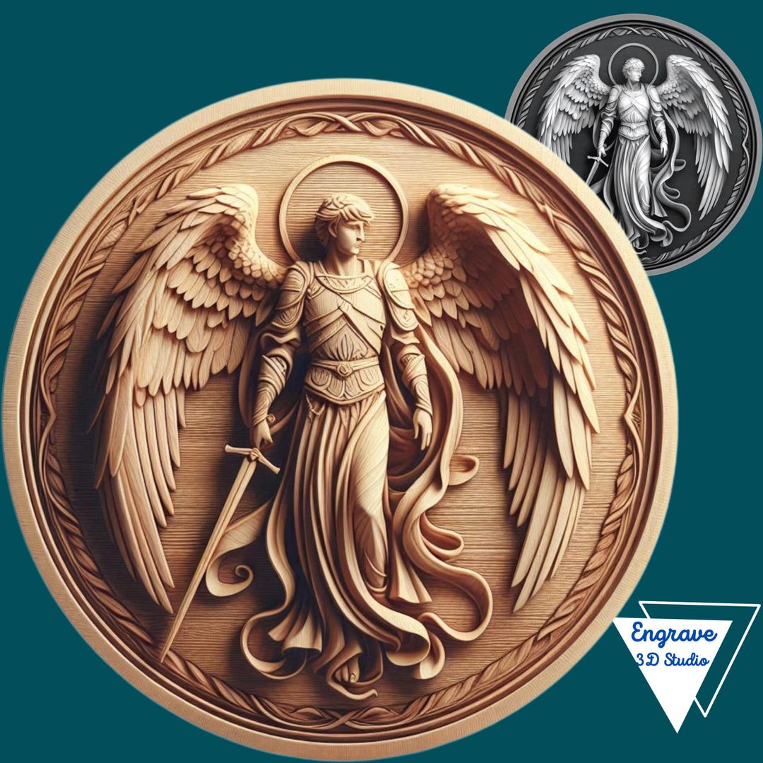 Archangel Michaeal 3D Laser Engraving File | Depth Map | Height Map ...