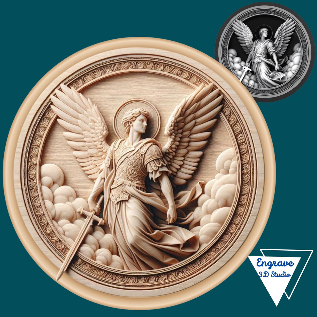 Archangel Michael 3D Relief STL File | Embossing | Depth, Height Map ...