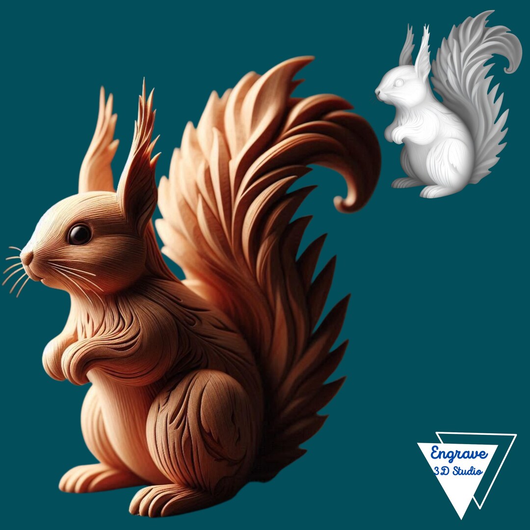 Squirrel 3D Laser Engraving File | Depth Map | Height Map | Xtool | PNG ...