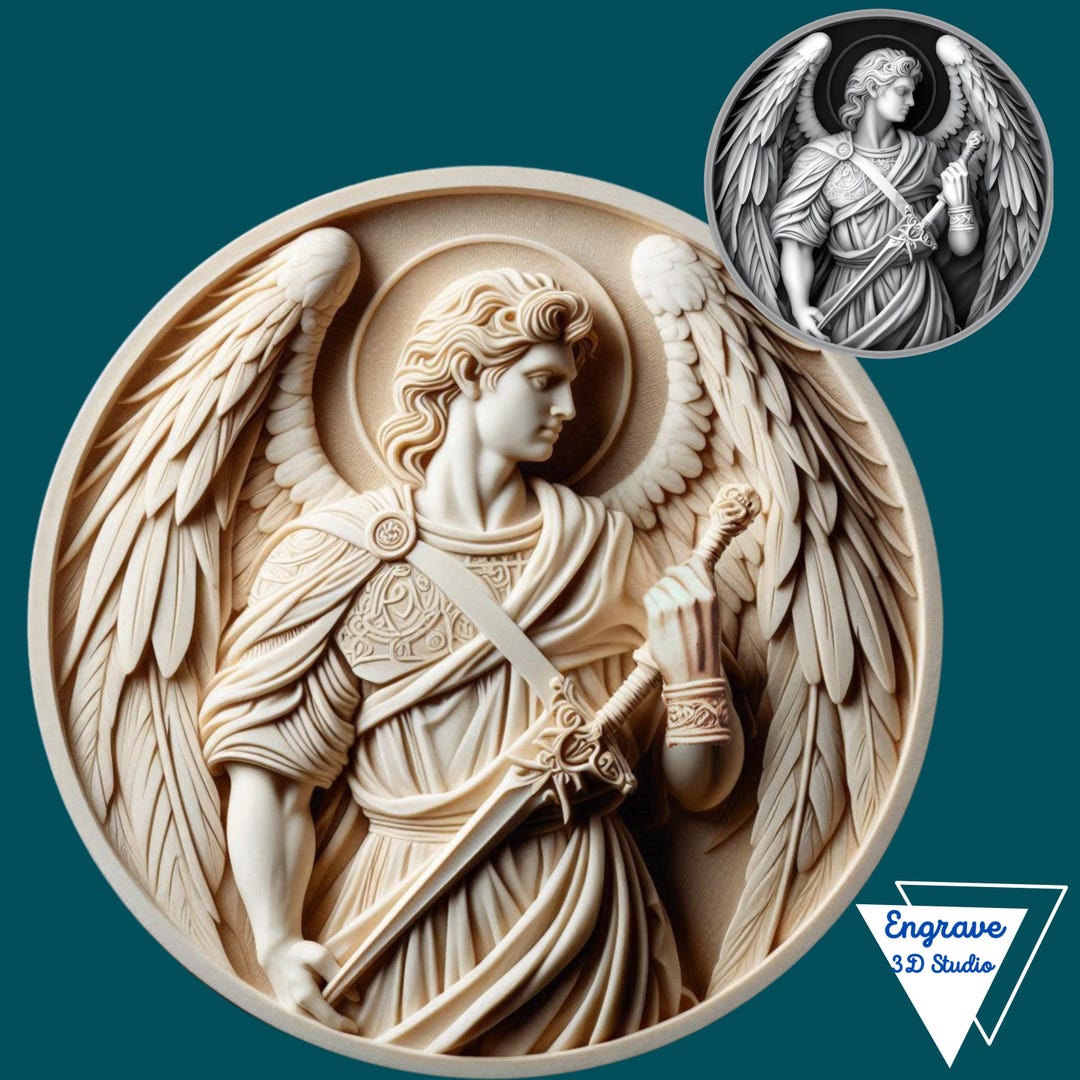 Archangel Michae L Depth Map Laser PNG 3D Illusion Laser Ready File ...