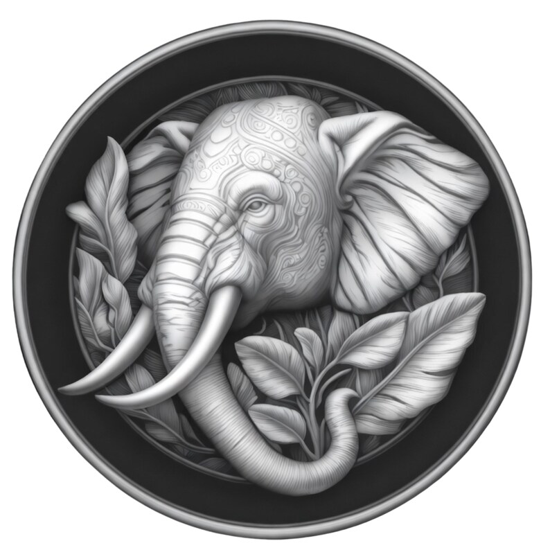 Elephant 3D Laser File | Depth Map | PNG | Depth Engraving | Brass Coin ...