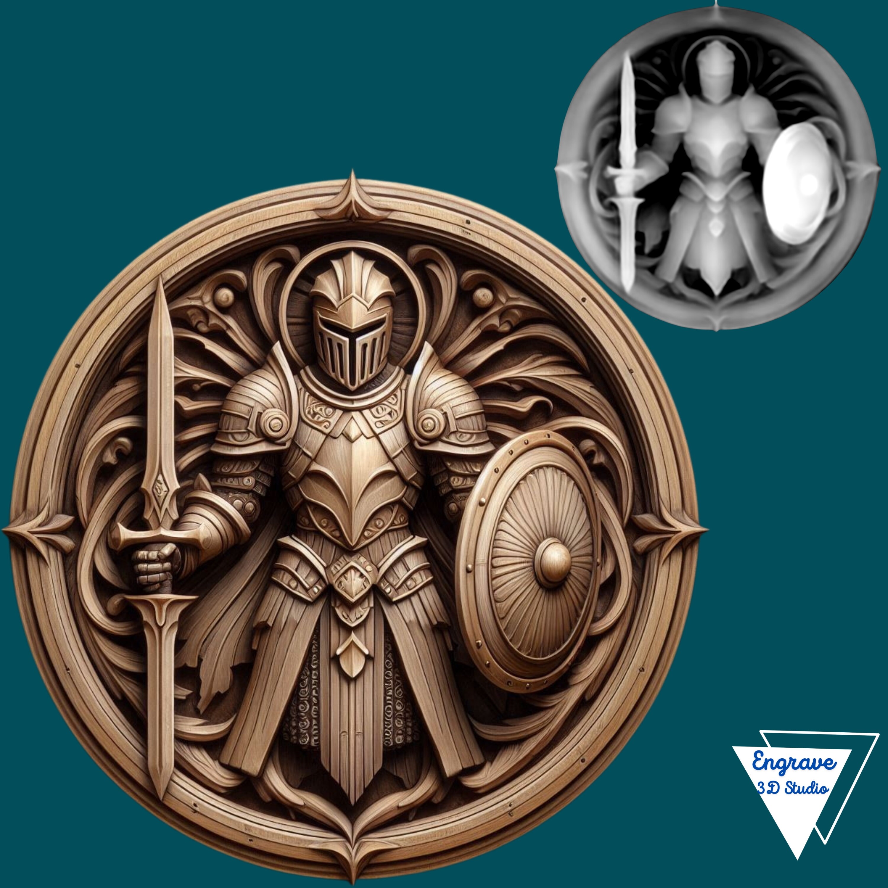 Armor of God Coin Depth Map | Height Map | 3D Laser Engrave | Xtool ...