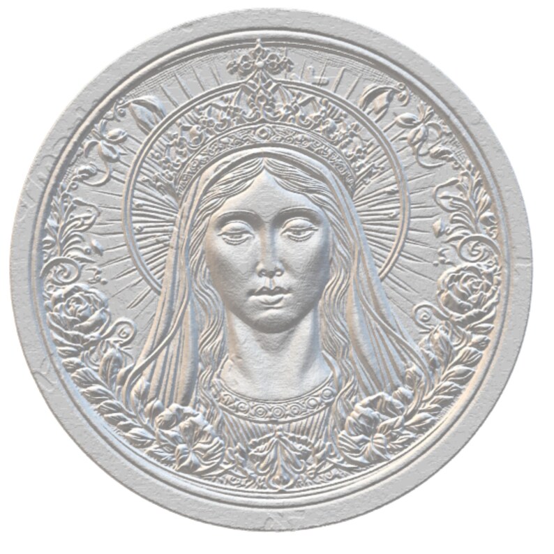 Virgin Mary 3D Laser Engraving File: Stl File | Depth Map, Brass Coin ...