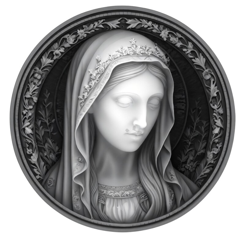 Virgin Mary Coin Depth Map | Height Map | 3D Laser Engrave | Xtool ...