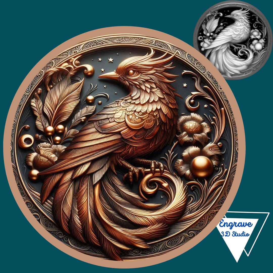 Bird 3D Relief STL File | Embossing | Depth, Height Map | Resin | Laser ...