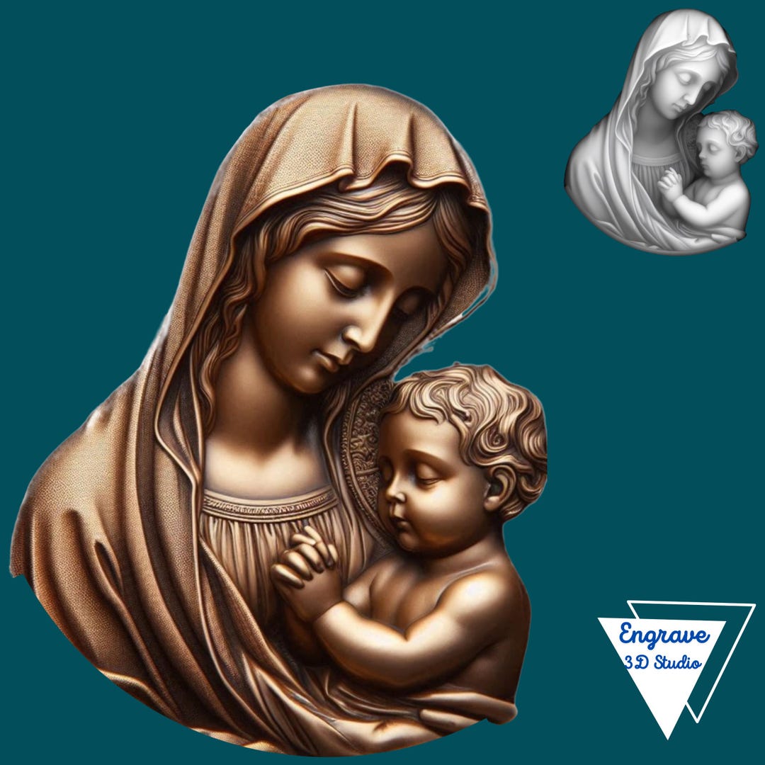 Virgin Mary | Jesus STL File | Embossing | Depth, Height Map | Resin ...