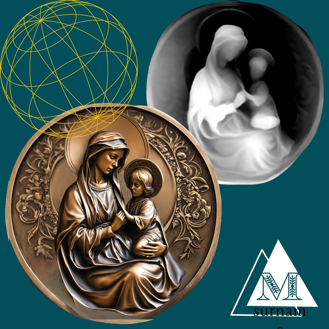 Virgin Mary Coin Depth Map Heigh Map 3d Laser Engraved Xtool stl File ...
