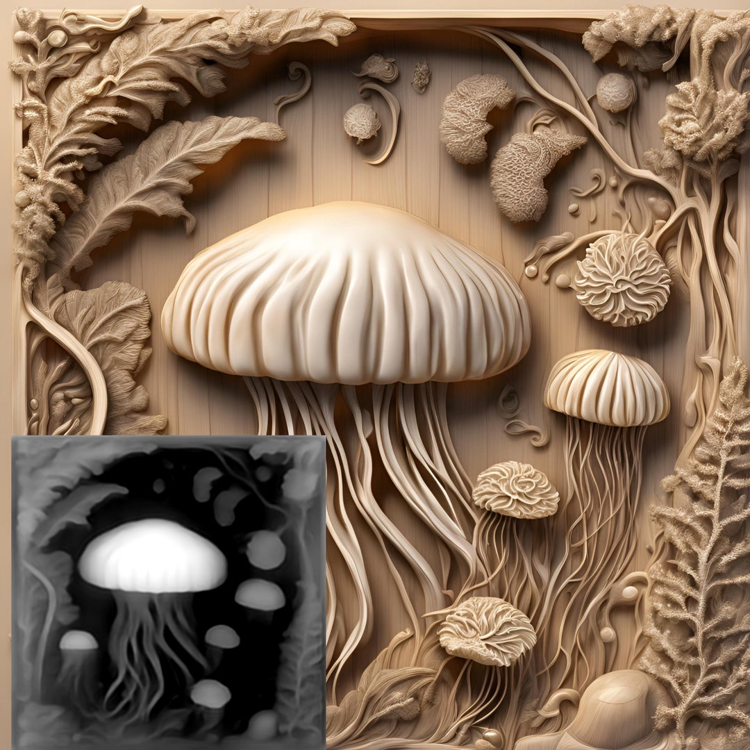 Jellyfish Depth Mapheigh Map3d Laser Engrave xtool stl File lightburn ...