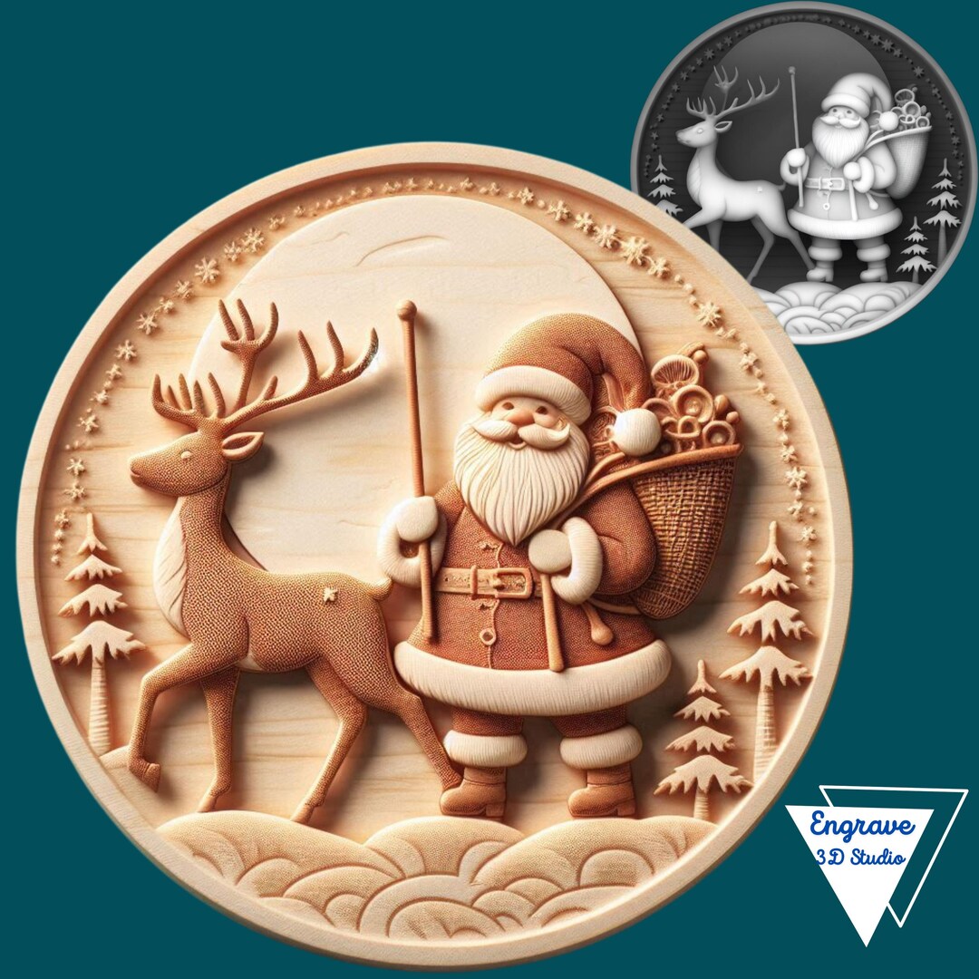 Santa Depth Map: Stl File, Laser Cut 3D Illusion PNG (digital Download ...