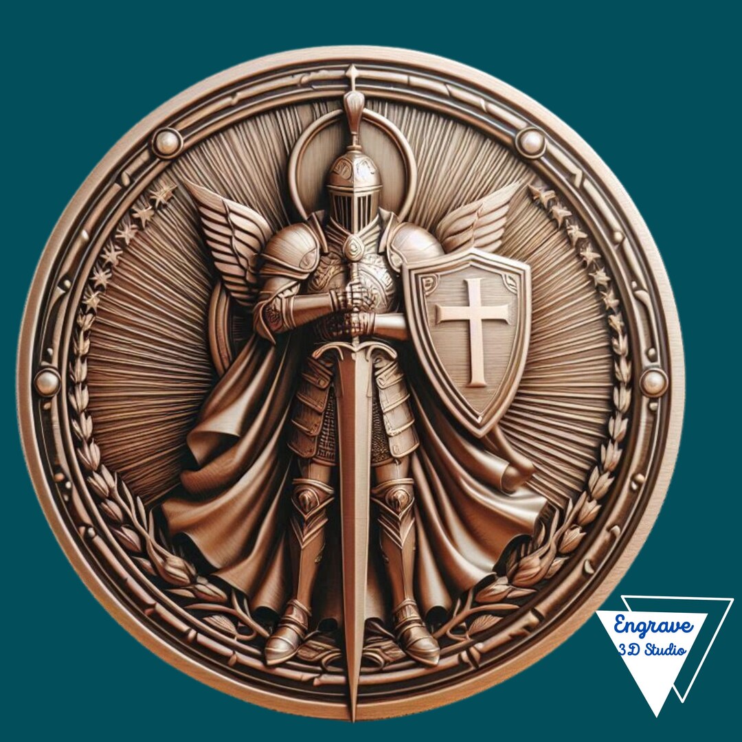 Armor of God Coin Depth Map Height Map 3D Laser Engravextool Lightburn ...