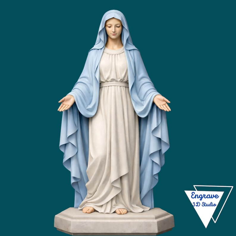 Blessed Virgin Mary Sculpture STL, Obj,glb, Png Files, CNC Routers, 3D ...