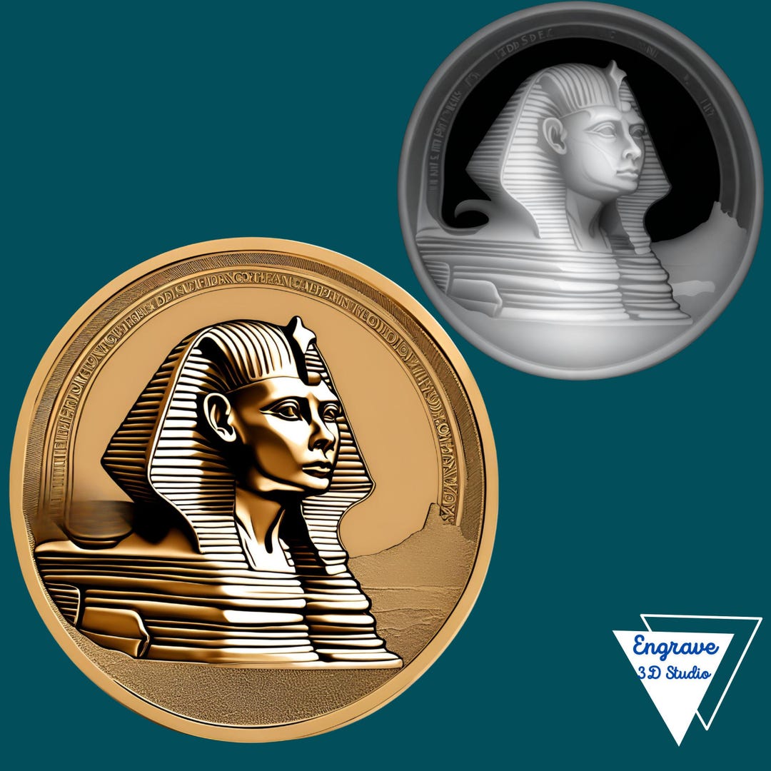 The Sphinx Coin | 3D PNG | 3d Embossing | Fiber Laser |coin Engraving ...