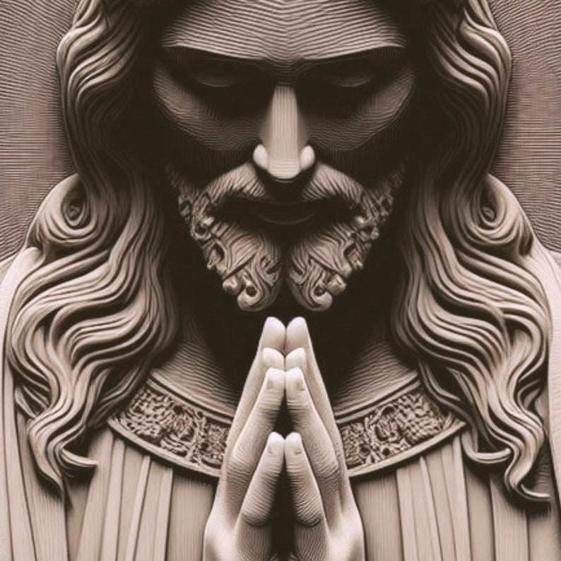 Jesus Praying 3D Laser Engrave: Depth Map PNG, SVG, PDF (laser Cut File ...