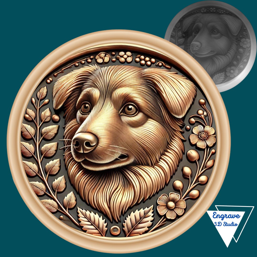 Dog Coin Depth Map Laser File Height Map 3D Laser Engrave Xtool ...