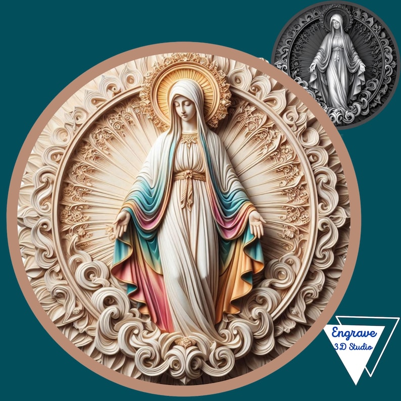 Our Lady of Grace 3D Laser Cut | Depth Map | Height Map | Engraving ...