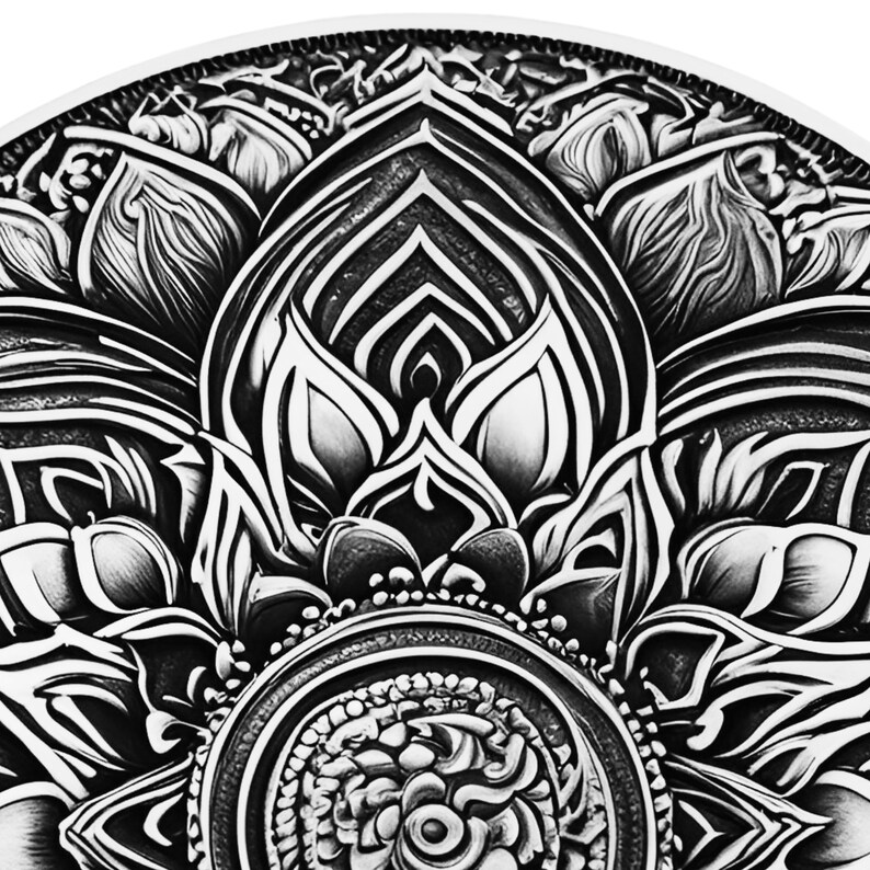 Mandala Coin Depth Map Heigh Map 3D Laser Engravextool Stl File PNG ...
