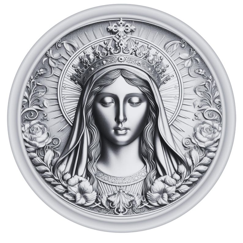 Virgin Mary 3D Laser Engraving File: Stl File | Depth Map, Brass Coin ...