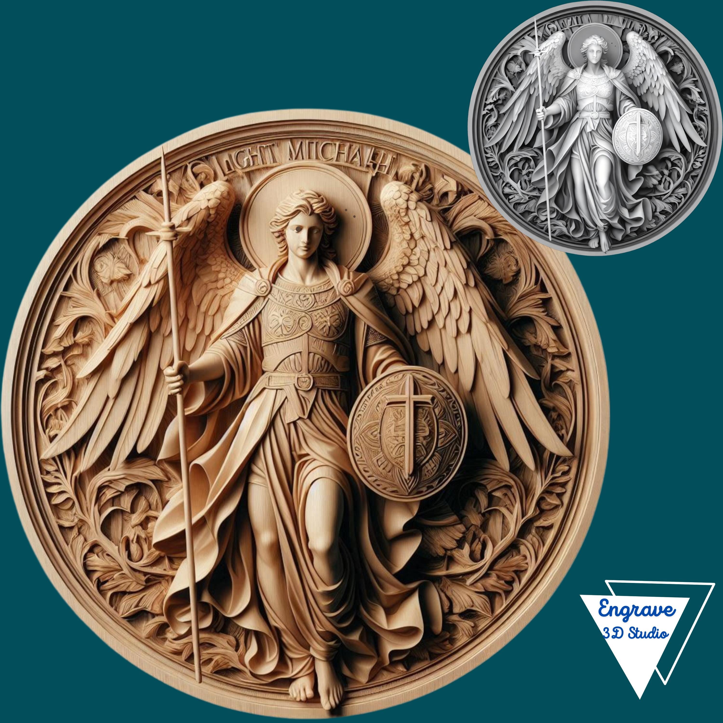 Archangel Michael 3D Relief STL File: Laser Engraving CNC (digital ...