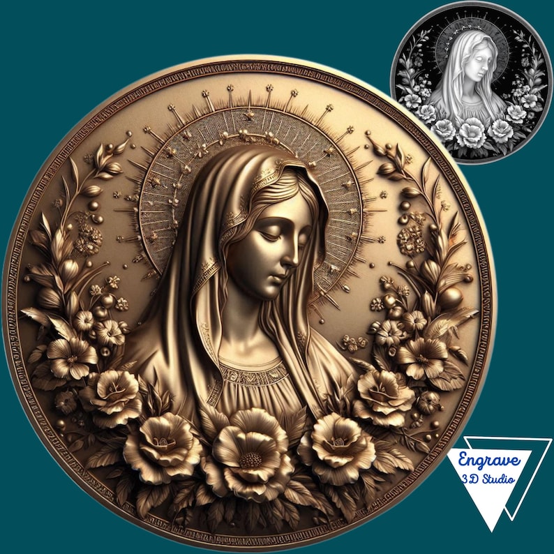 Virgin Mary 3D Relief STL File | Embossing | Depth, Height Map | Resin ...