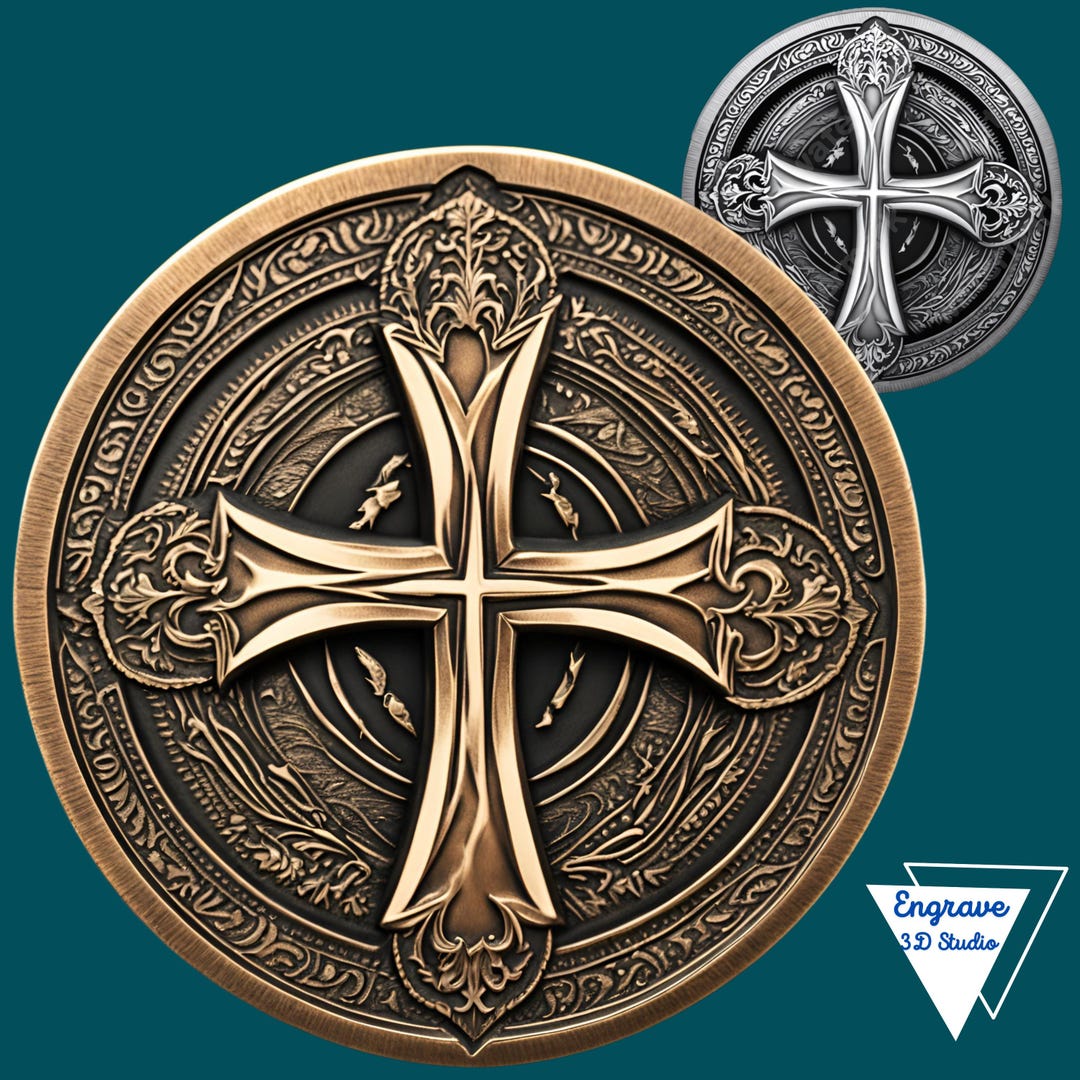 Crucifix Jesus Coin Depth Map|heigh Map | 3D Laser Engrave | Xtool ...