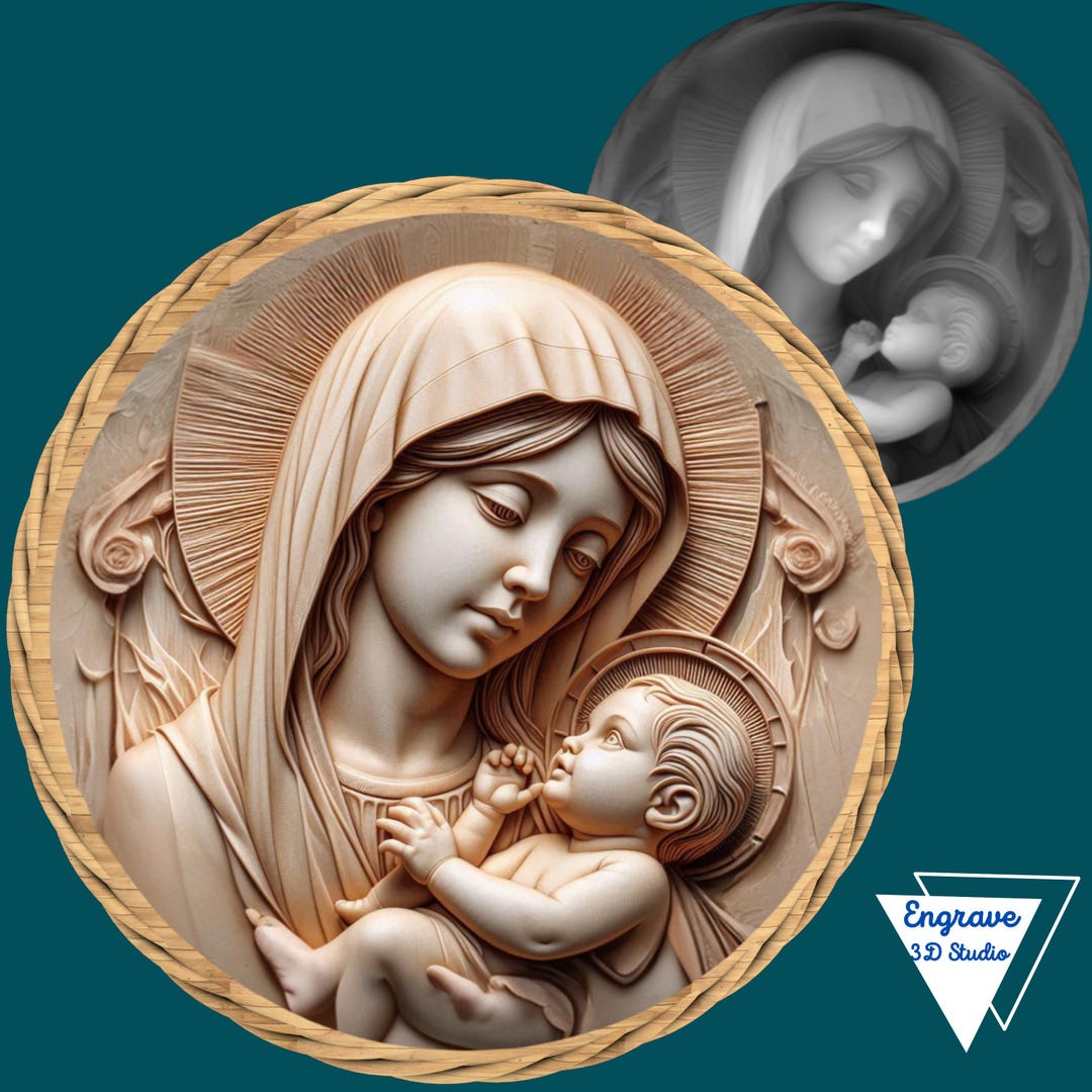 Buy Virgin Mary Jesus 3D Illusion Depth Map Laser Ready Filewood ...