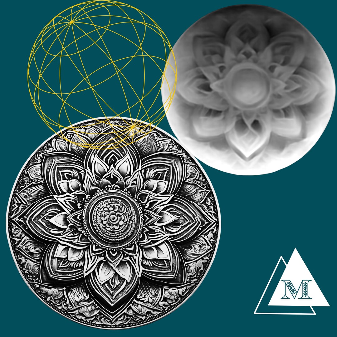 Mandala Coin Depth Map Heigh Map 3D Laser Engravextool Stl File PNG ...