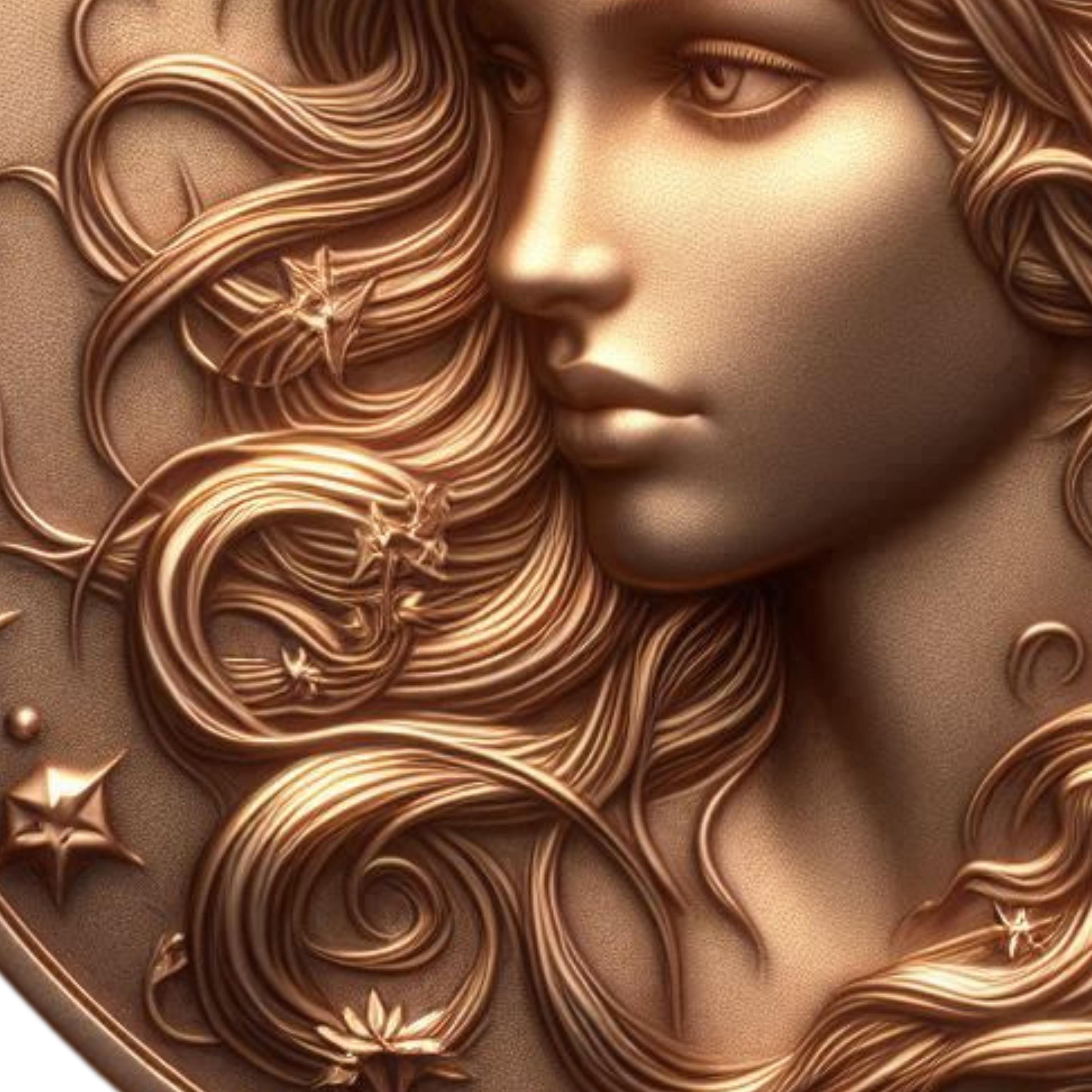 Virgo Zodiac Coin 3D PNG File: Laser Engraving, CNC, Glowforge (digital ...