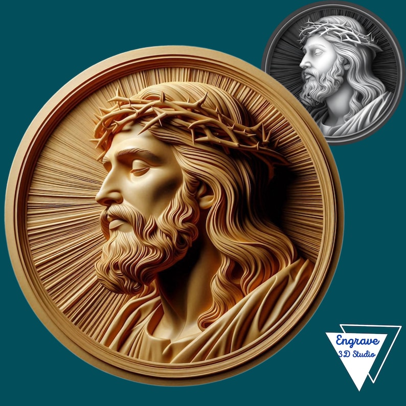 Jesus Christ 3D Laser File | Depth Map | PNG File | Depth Engraving ...