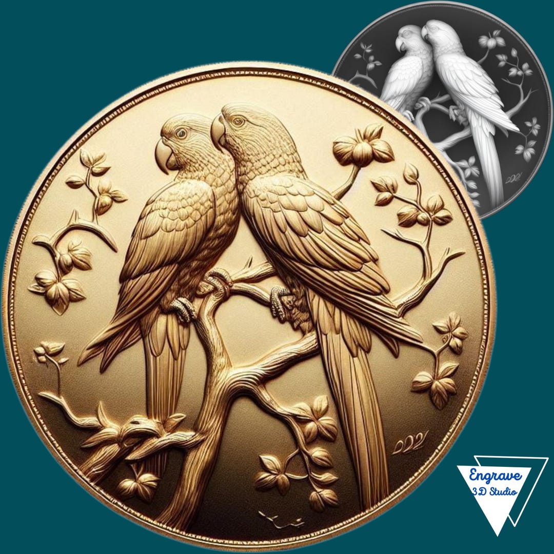 Parrots 3D Laser Engraving File | Depth Map, CNC, Glowforge (png, Svg ...