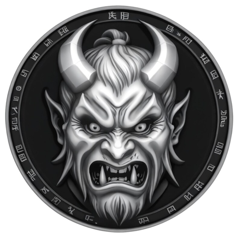 Oni Coin Depth Map: Stl File | 3D Laser Engrave File (PNG, SVG, PDF) - Etsy