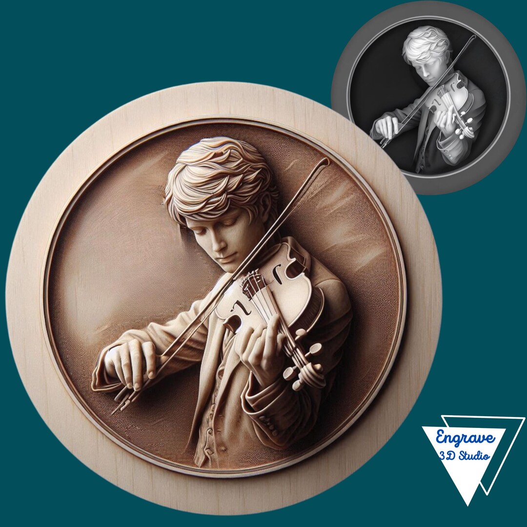 Violinist Depth Map | Laser Burn PNG | 3D Illusion | Laser Ready File ...