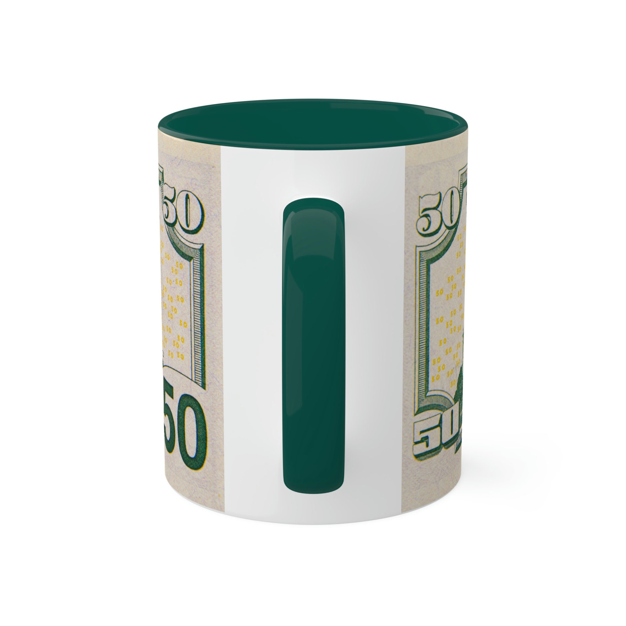 50 Dollar Bill Note Reverse Colorful Mugs, Currency Collector Gift, %0 ...