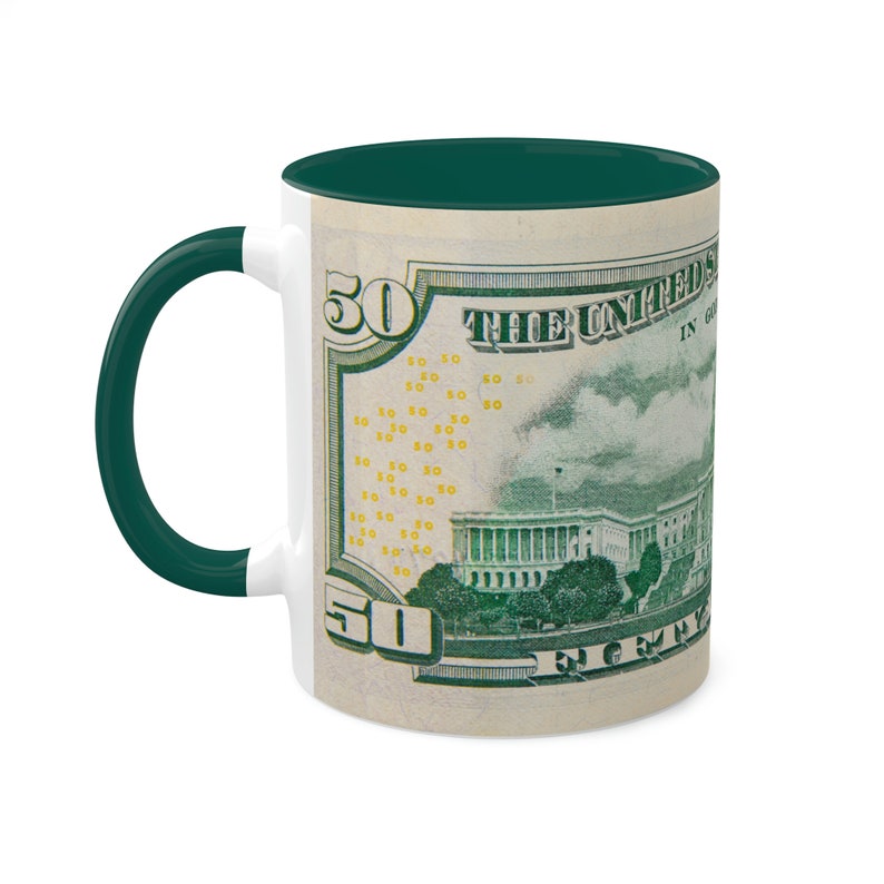 50 Dollar Bill Note Reverse Colorful Mugs, Currency Collector Gift, %0 ...