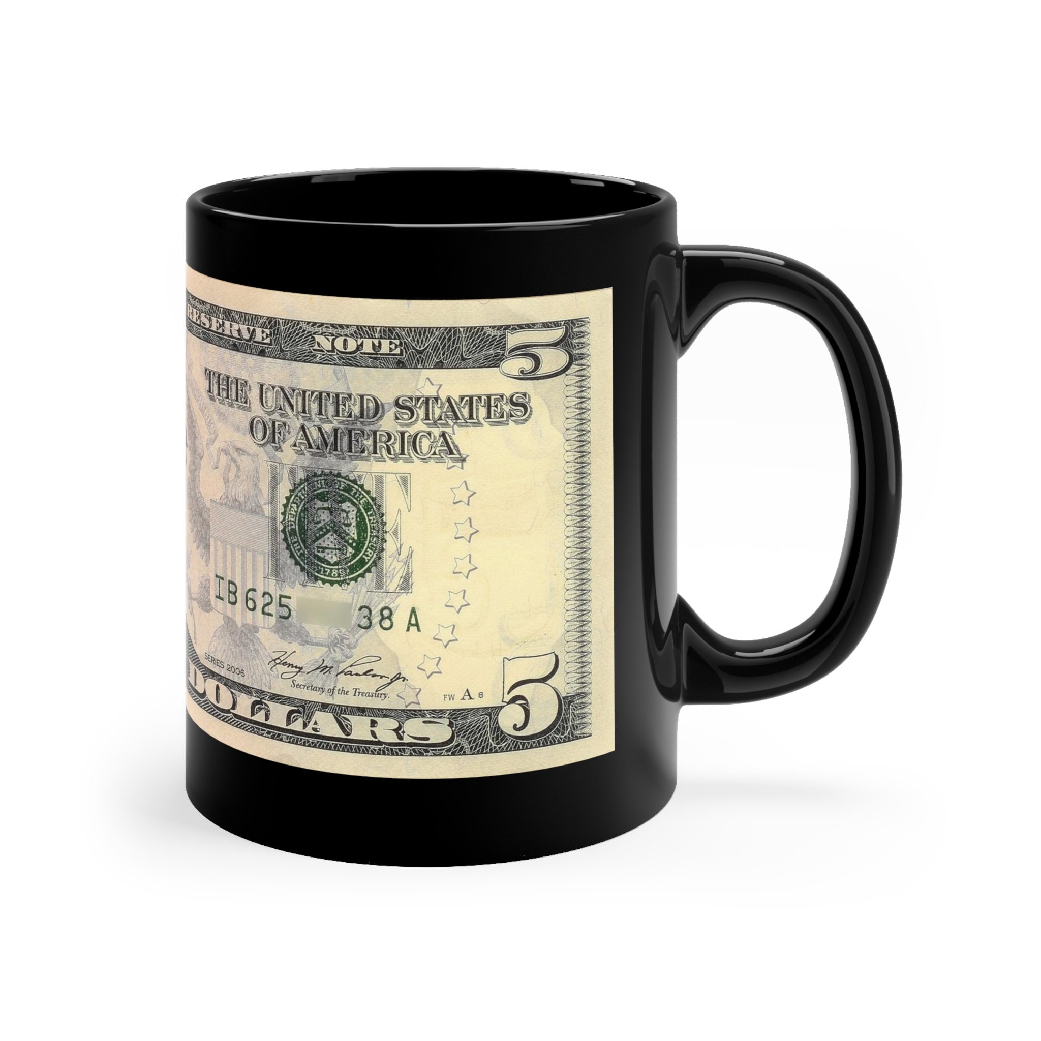 5 Dollar Bill Note Mug, United State Currency Mug, 5 Dollar Mug ...