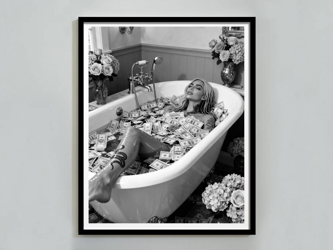 Black Woman With Money in Bathtub Print, Old Money Poster, Luxury Wall ...