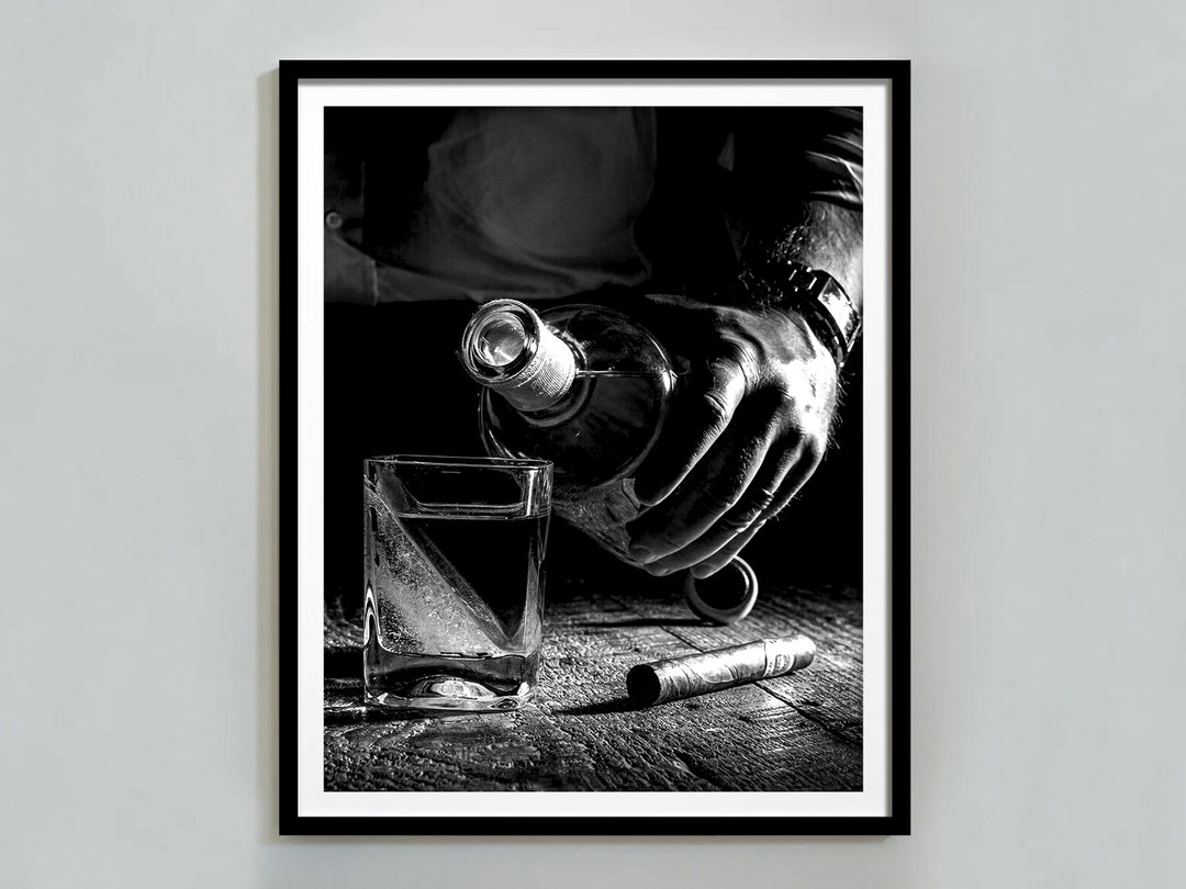 Whisky Poster, Bar Cart Wall Art, Black and White, Cocktail Print ...