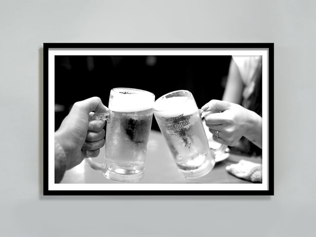Cheers Print, Black and White, Beer Poster, Vintage Bar Print, Bar Cart ...