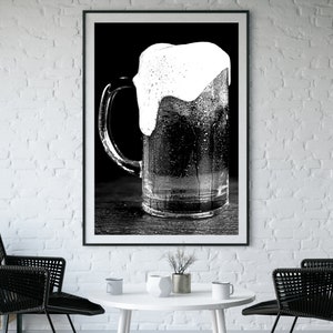 Beer Poster, Bar Cart Print, Black and White, Alcohol Wall Art, Fine ...