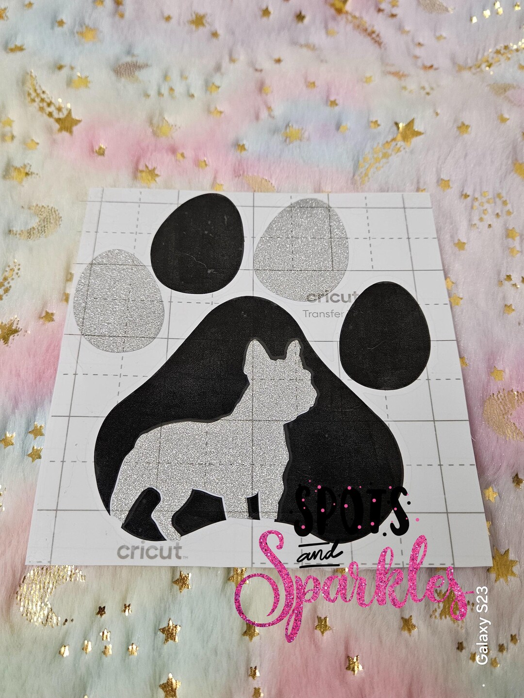 Black & Silver Frenchie Dog Paw Vinyl Decal for Cups Cars Storage Boxes ...