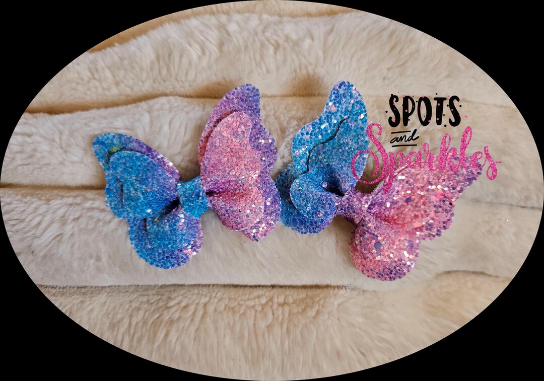 Glittery Butterfly Hair Bows Sparkley Handmade Hair Bows for All Hair ...
