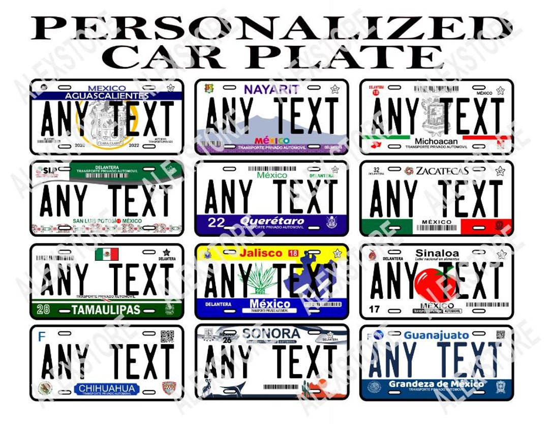 Placas Carro Estados de Mexico/ Car Plate Any Text/ License plates ...