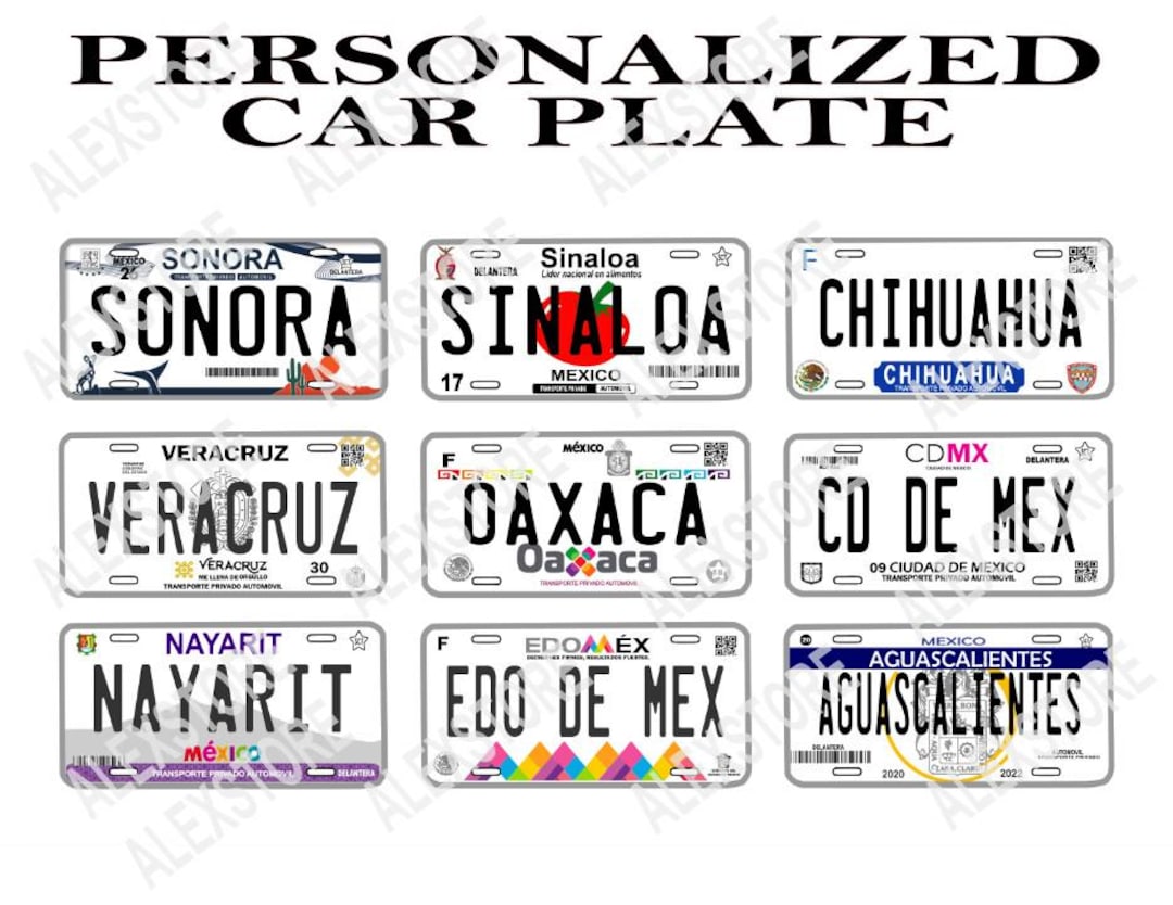 Car Plates From the States of Mexico / Place Your Text / License Plates ...