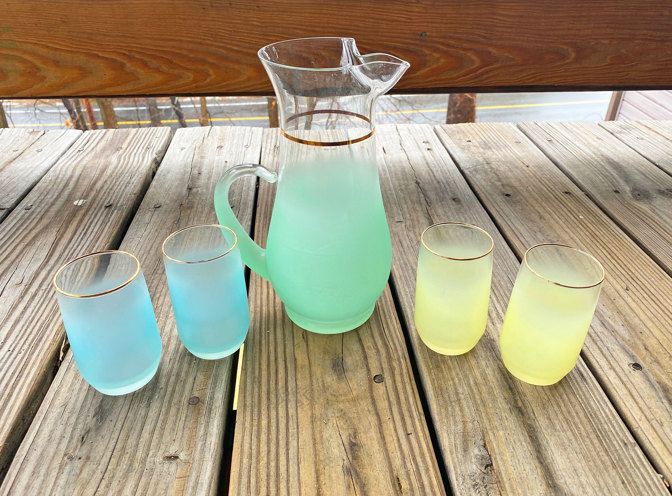 Blendo Pitcher Glasses Set + 2 Seafoam Green Spritz Birds - Etsy