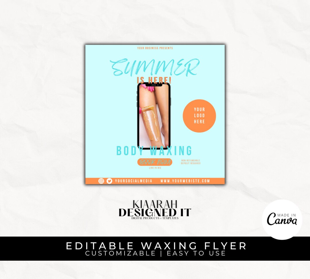 Body Waxing Services Flyer | DIY Esthetician Spa Book Today Flash Sale ...